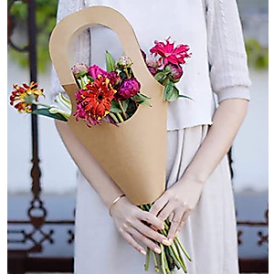 Exasinine 20 Pcs Hanging Kraft Paper Bouquet Flower Paper Bags Gift Bags for Home Decoration