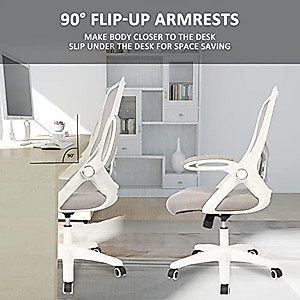Office Chair Ergonomic Mesh Swivel Computer Task Desk Chair Comfortable, Flip-up Arms, Adjustable Height (Grey)