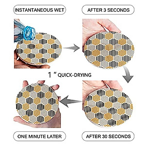 QUANJJ Art Hexagon Stripes Coasters Ceramic Set Round Absorbent Drink Coaster Coffee Tea Cup Placemats Table Mat (Color : D, Size : 6pcs)