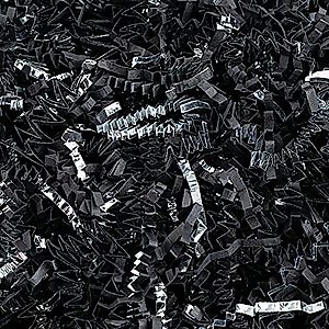 MagicWater Supply Crinkle Cut Paper Shred Filler (1 LB) for Gift Wrapping & Basket Filling - Black & Silver
