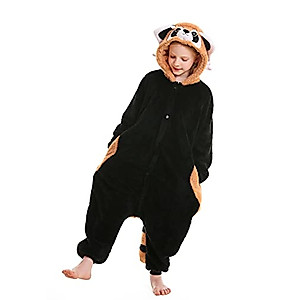 ATOZ Onesie for Kids, Animal Pajamas Halloween Cosplay Costume for Girls Boys, Raccoon 2-3T