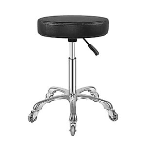 Ainilaily Rolling Stool with Wheels, Heavy Duty Hydraulic Stool for Shop Guitar Lab Tattoo Workbench Medical,Adjustable Massage Swivel Stool Chair (Black)