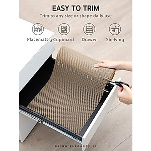 Syntus Drawer and Shelf Liner, 12 Inch x 20 Feet Non-Adhesive Durable Cabinets Liner for Kitchen, Bathroom, Shelves, Desk, Utensil, Brown