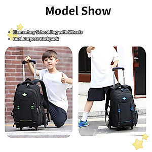 Rolling Backpack for Boys Elementary School Bag with Wheels Travel Trolley Bag 2 wheels and 6 wheels