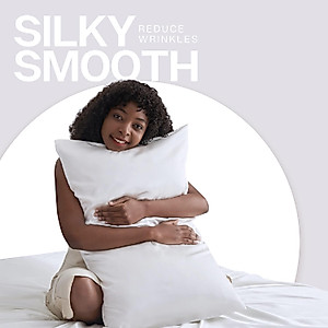 MR&HM Satin Pillowcase for Hair and Skin, Silk Satin Pillowcase 2 Pack, Queen Size Pillow Cases Set of 2, Silky Pillow Cover with Envelope Closure (20x30, White)