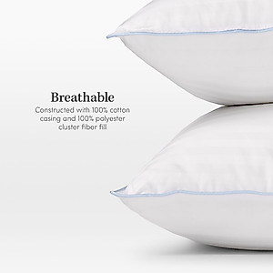 eLuxurySupply 2-Pack Premium Bed Pillows - Medium Density and Medium Loft Ideal for Back and Side Sleepers - 100% Cotton Casing - 20"X28" Standard/Queen Size