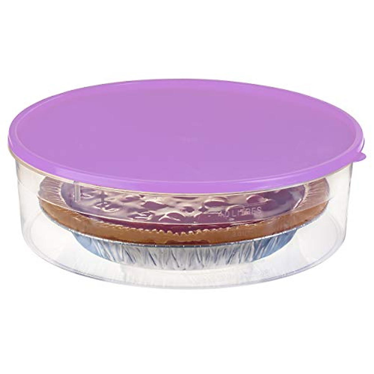 Zilpoo Plastic Pie Carrier with Lid, 10.5”, Cupcake Container, Muffin, Cookies, Cake Holder, Round Freezer Storage Food Keeper with Cover, Purple