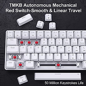 DIERYA T68SE 60% Gaming Mechanical Keyboard,Ultra Compact Mini 68 Key with Red Switches Wired Keyboard,Anti-Ghosting Keys, for Windows Laptops and PC Gamers,White