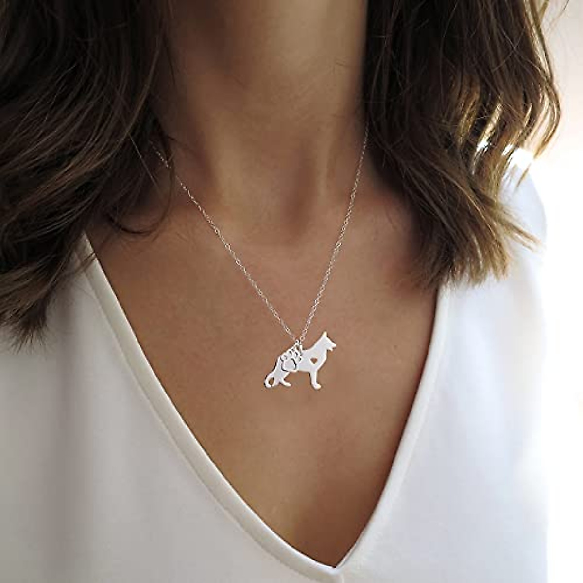 Melix Animal Yorkie Labrador Pitbull Husky Alaskan Akita Boxer Corgi Dachshund German Shepherd Golden Retriever stainless steel Pet Dog Doggy Pendant Necklace Gift