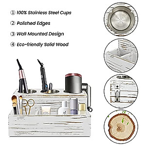 Y&ME YM Rustic Hair Tool Organizer Countertop,Hair Dryer Holder, Hair Tools and Styling Organizer for Bathroom Supplies,Countertop Storage Stand and Vanity Caddy, Blow Dryer Hair Straightener Holder