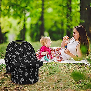 Baby Car Seat Covers, Multi-use Nursing Breastfeeding Covers, Infant Car Seat for Baby Boys&Girls, Stretchy Shopping Cart Cover Ups, Shower Gift for Boys & Girls (Cactus)