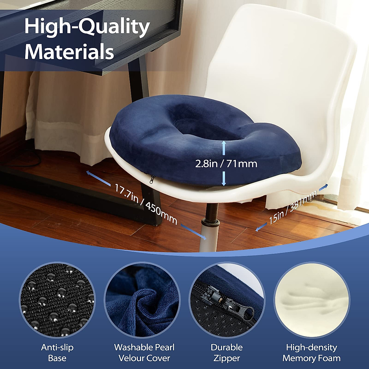 HOMCA Donut Pillow for Tailbone Pain, Hemorrhoid Pillows for Sitting After Surgery, Memory Foam Coccyx Cushion for Postpartum Pregnancy, Car Seat Office Chair Cushion for Pressure Relief