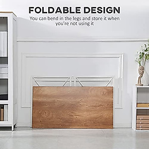 HOMCOM Folding Computer Desk, 47.25" Wide Home Office Writing Desk with Metal Frame, Natural