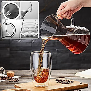 Unbreakable Pour Over Coffee Maker with Permanent Stainless Filter 27 fl oz, Thickened Heat-Resistant Borosilicate Glass Dripper Coffee Pour Over, Stovetop Safe, 6-7 Cups