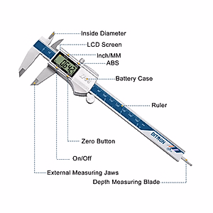 Digital Calipers, DITRON Electronic Caliper 6 inch IP54 Waterproof Micrometer, Woodworking Dimensional Measuring Tools Inch/MM Stainless Steel Vernier Caliper 150mm