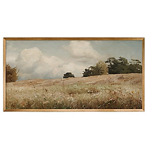 Unframed Rolled Vintage Farmhouse French Country Bedroom Wall Decor Above Bed - 10x20 - Panoramic Landscape Picture - Horizontal Wall Art Over the Bed - Canvas Long Poster Summer Autumn Meadow Print