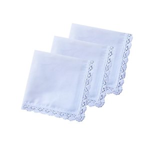 COCOUSM New Ladies White Cotton Handkerchiefs Crochet Lace Hanky -30cm