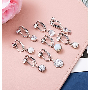 Masedy 8 Pcs Fake Belly Clip on Dangle Belly Button Rings Faux Navel Ring for Women Non Piercing Body Jewelry S