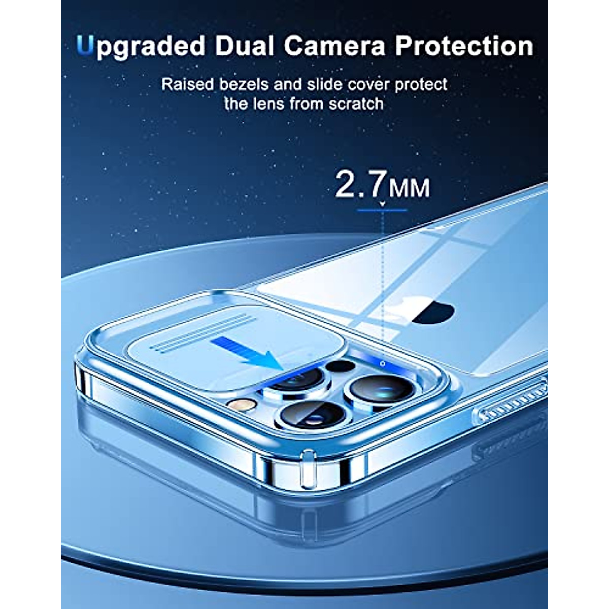 Simtect for iPhone 13 Pro Max Case with Camera Cover for iPhone 12 Pro Max Case Crystal Clear & Not-Yellowing Slim Miltary Shockproof Protective Phone Case for iPhone 13 Pro Max & 12 Pro Max (Clear)