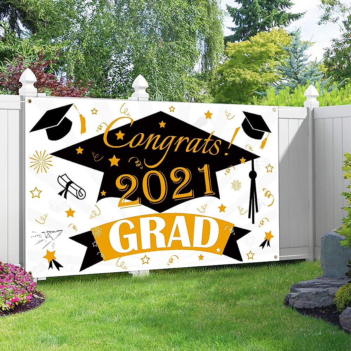 Graduation Banner for Class of 2022 - Graduation Party Supplies Large 73” x 45” Backdrop with 12pcs Balloons 18pcs Hanging Swirls String Graduation Decorations Kit Congrats Grad Indoor Outdoor