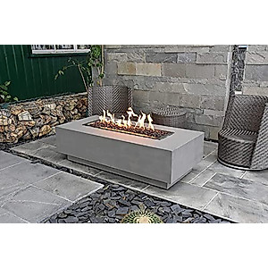 Elementi Granville Outdoor Fire Pit Natural Gas Table 60 Inches Rectangle Firepit Table Concrete Electronic Ignition | Cover & Lava Rock Included | Free Ethanol Tabletop