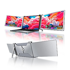 FOPO 15" Laptop Monitor Extender, Triple Monitor for 15-17.3" Laptop,1080P FHD Tri-Screen Monitor Extender with HDMI, Plug & Play, Compatible with Windows, Mac, Support Laptop/Xbox/Switch - S17
