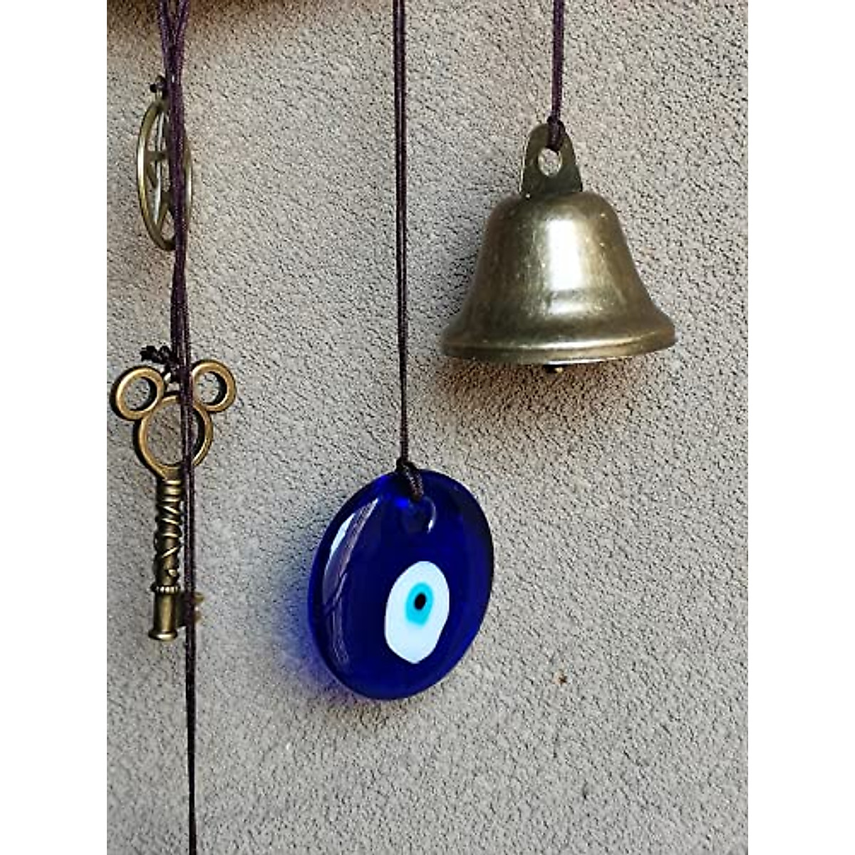 Witch Bells for Door Knob Protection,Witchy Wicca Decor Clear Negative Energies with Blue Evil Eyes for Home Garden Courtyard Decor Protection