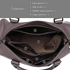 CHERISH KISS Womens Soft Leather Handbags Tote Bag Shoulder Bags Top Handle Satchel Ladies Crossbody Purse(K37 Coffee-1)