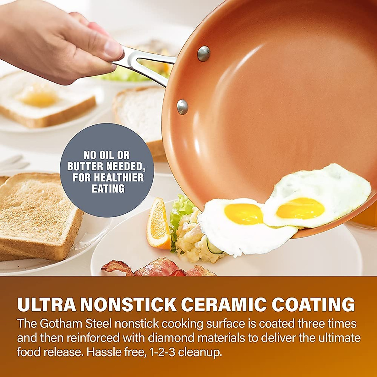 Gotham Steel 8-Piece Kitchen Set with Non-Stick Ti-Cerama Copper Coating by Chef Daniel Green - Includes Skillets, Fry Pans, Stock Pots and Sauce Pan