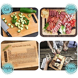 STEM Gift Periodic Table Engraved Bamboo Wood Cutting Board with Handle and Funny Quote Gradudation Gift for Teacher Scientist Chemist Professor Student Graduate 8.5 x 11"
