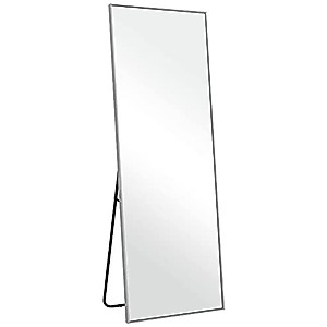 NeuType Full Length Mirror Large Floor with Stand Wall-Mounted Body for Bedroom Living Room Standing Leaning or Hanging Aluminum Alloy Frame (Silver, 63'x 20') JJ00372ZZV-NEU-USAM022