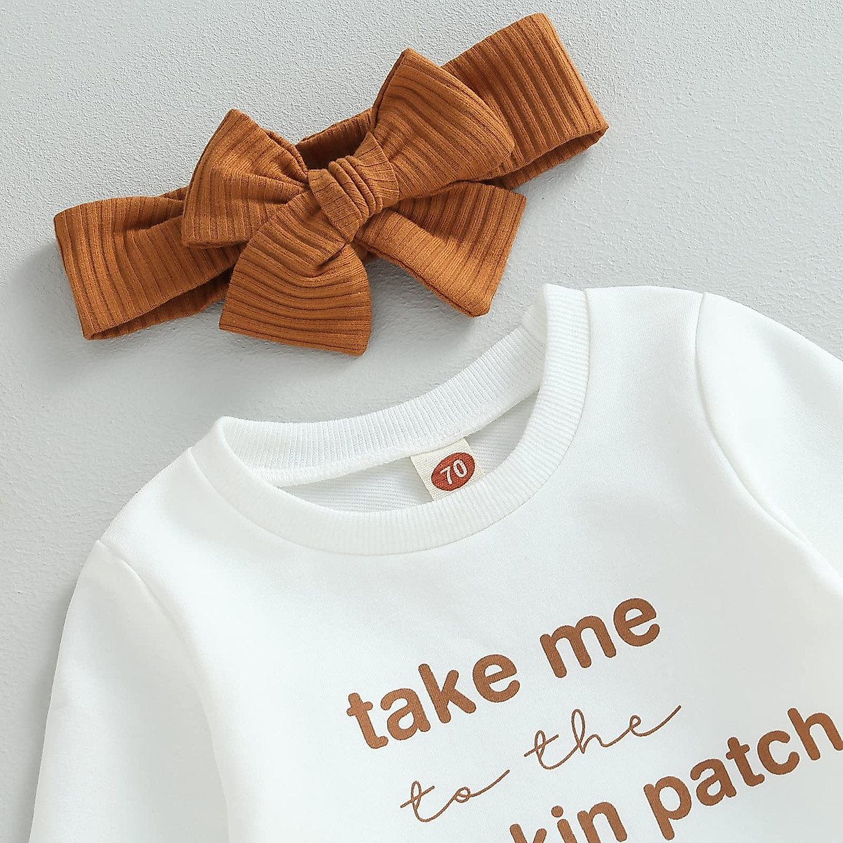 Molgkyo Toddler Baby Girl Halloween Clothes Set Long Sleeve Letter Sweatshirt Tops Pumpkin Bell Bottom Pants Set Fall Outfits (A-B White, 2-3 Years)