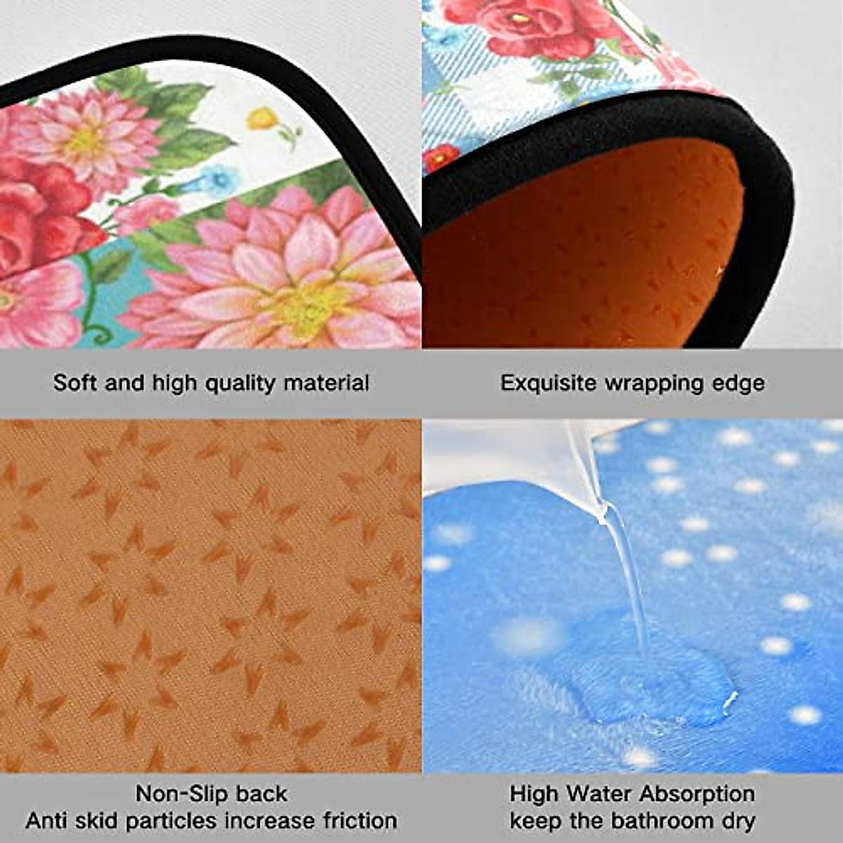 Rose Flower Butterfly Kitchen Mats The Flower Floral Kitchen Rugs Runner Laundry Rug Non Slip Floor Door Mats Soft Doormats Carpet Home Decor Set of 2