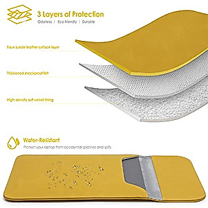 HYZUO 13.3-14 Inch Laptop Sleeve Case Compatible with MacBook Pro 14 M2/M1 Pro/Max A2779 A2442 2021-2023, MacBook Air 13 Inch 2010-2017, with Accessory Bag-Olive Yellow
