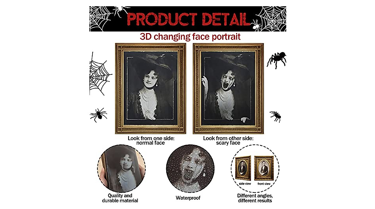 Halloween 3D Moving Portraits - Spooky Gothic Wall Decor Set