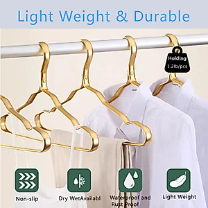 Clothes Hangers Metal 20 Pack,Smooth Surface Shirt Dress Hanger,Durable Heavy Duty Coat Hangers,Gold Aluminum Suit Hangers,16.5” Standard Hangers for Jacket Trouser Pant Slack