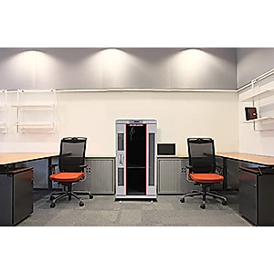 Sysracks 22U 35 Inch Deep Grey White Server Rack IT Network Data Rack Cabinet Enclosure Fully Lockable on Wheels - LCD Screen - Ventilation System - PDU - Glass Door - Rich Accessories Kit