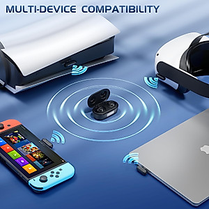 IAMJOY Wireless Gaming Earbuds, 20ms Low Latency, Game Earbuds with Mic, 2.4GHz & Bluetooth, Compact LED Display Wireless Earbuds Compatible with Meta Quest 3/2, PS5/4, Steam Deck, VR, Switch, PC