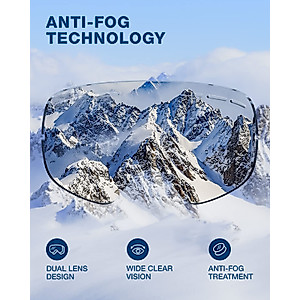 ZIONOR X Ski Snowboard Snow Goggles OTG Design for Men & Women with Spherical Detachable Lens UV Protection Anti-Fog