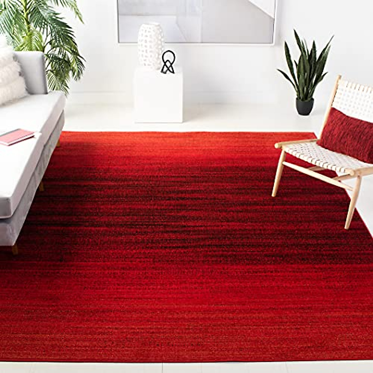 SAFAVIEH Adirondack Collection 6' x 9' Red / Black ADR142Q Modern Ombre Non-Shedding Living Room Bedroom Dining Home Office Area Rug