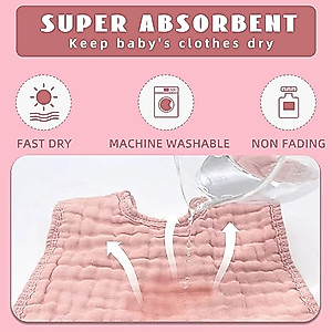 duludulu Muslin Baby Bibs, Baby Bibs for Baby Girl & Boy Organic Cotton Newborn Drool Bandana Bibs and Burping Cloth, Adjustable Soft Baby Bib for Drooling and Teething (6 Pack)