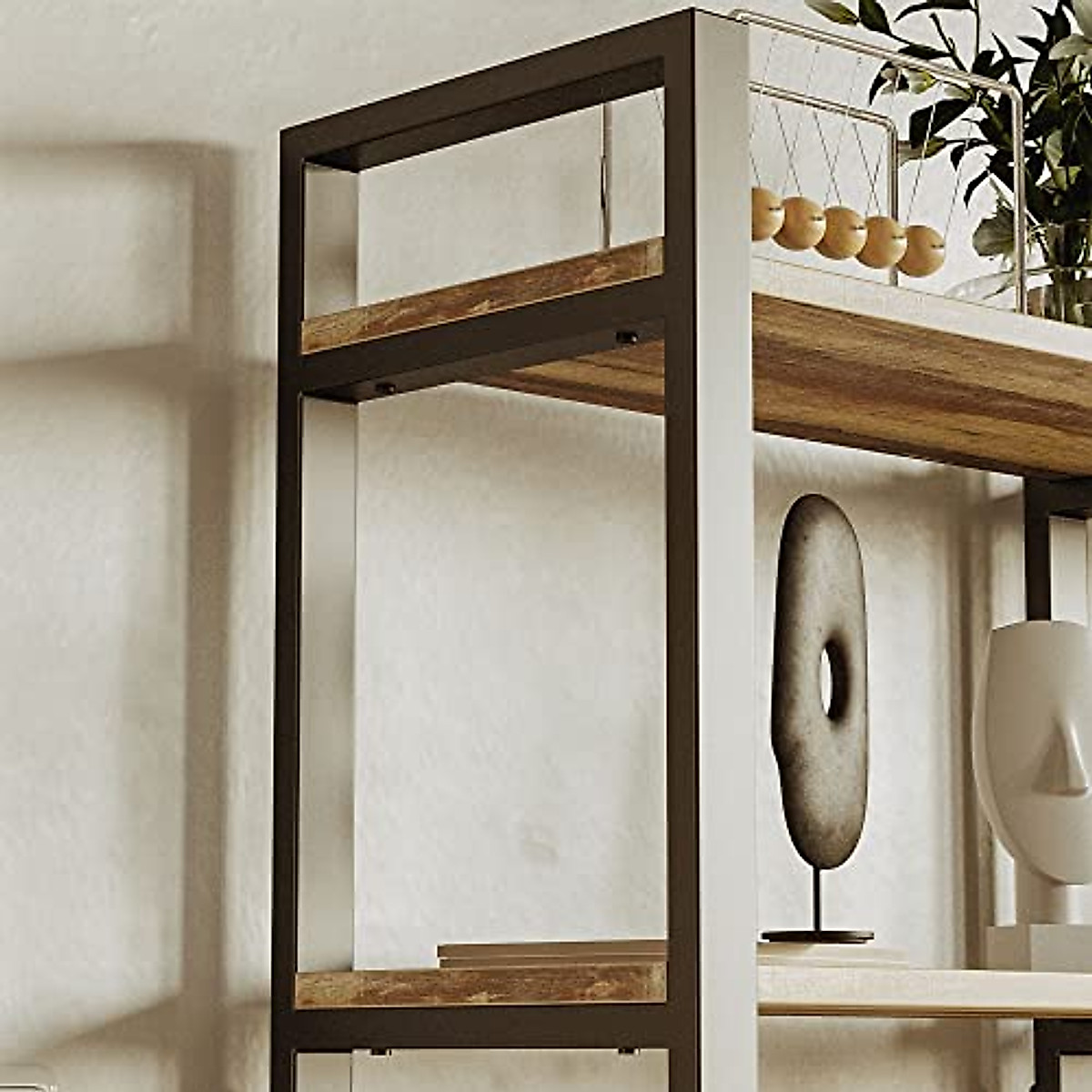 IRONCK Bookshelf 6-Tier Ladder Shelf 110lbs/shelf Vintage Industrial Style Bookcase for Home Decor, Office Decor