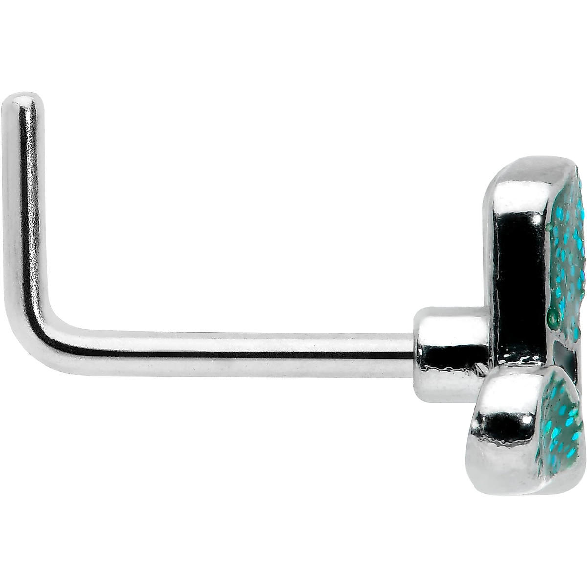 Body Candy Womens 20G 7mm 316L Steel L Shaped Nose Ring Top Hat Shamrock Mens Nose Stud Body Piercing Jewelry