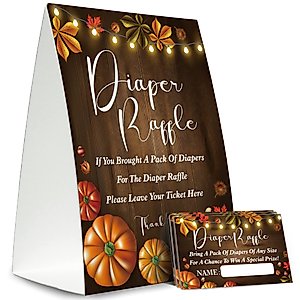 Tesedupoole Baby Shower Diaper Raffle Sign, 50 Guessing Cards, Multicolor, 5x7 Inches