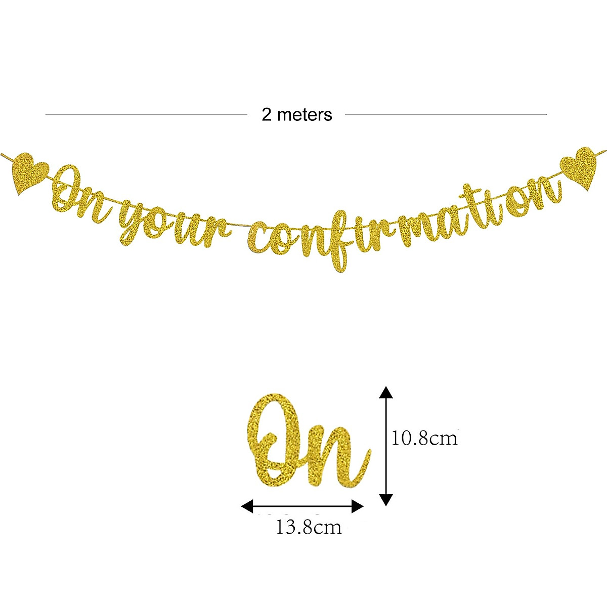DONCIDAY On Your Confirmation Banner –NO-DIY - Gold Glitter Confirmation Decorations for First Religious Baptism Holy Confirmation Decor