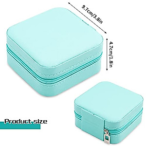 Portable Travel Mini Jewelry Box Leather Jewellery Ring Organizer Case Storage Gift Box Girls Women (blue).