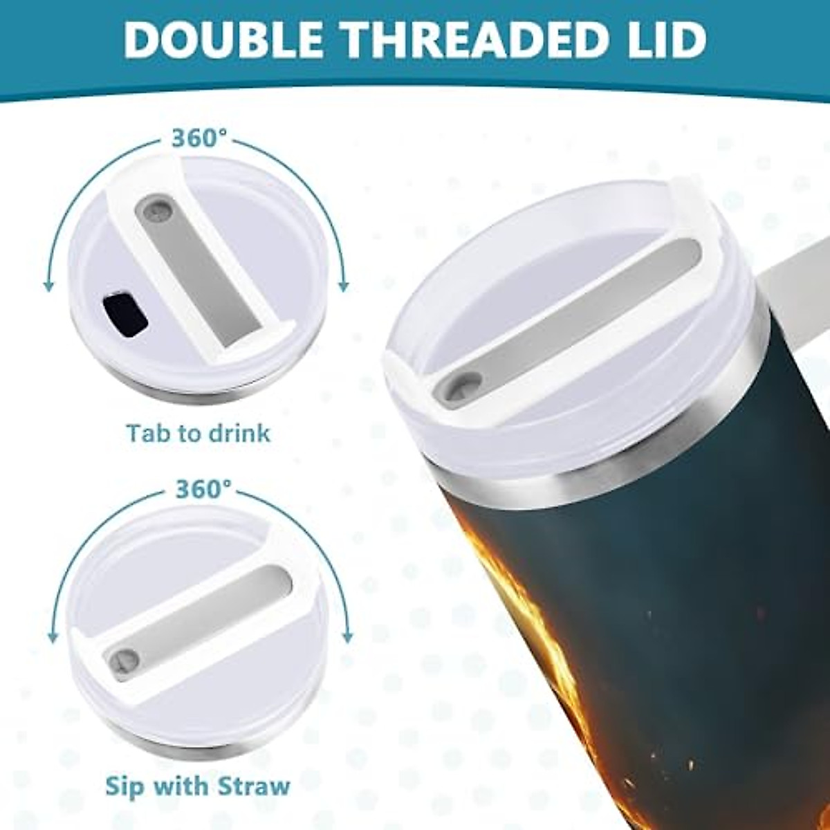 Jihqo Fire Skull Playing Guitar 40 oz Stainless Steel Vacuum Insulated Tumbler with Handle and Straw Lid, Leakproof Water Bottle Double Wall Travel Mug Coffee Cup, Cupholder Friendly