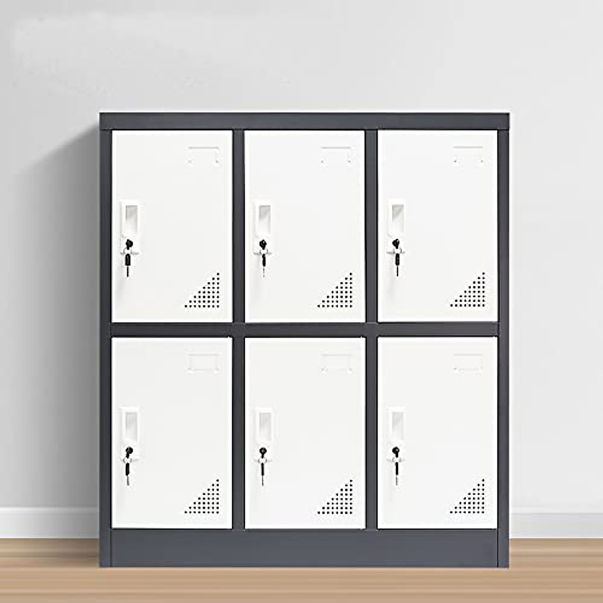 MAYROY Metal Locker Office Storage Locker Home Steel Locker School Storage Organizer, Storage Cabinet for Kids Students Employee (Gray, W6D)