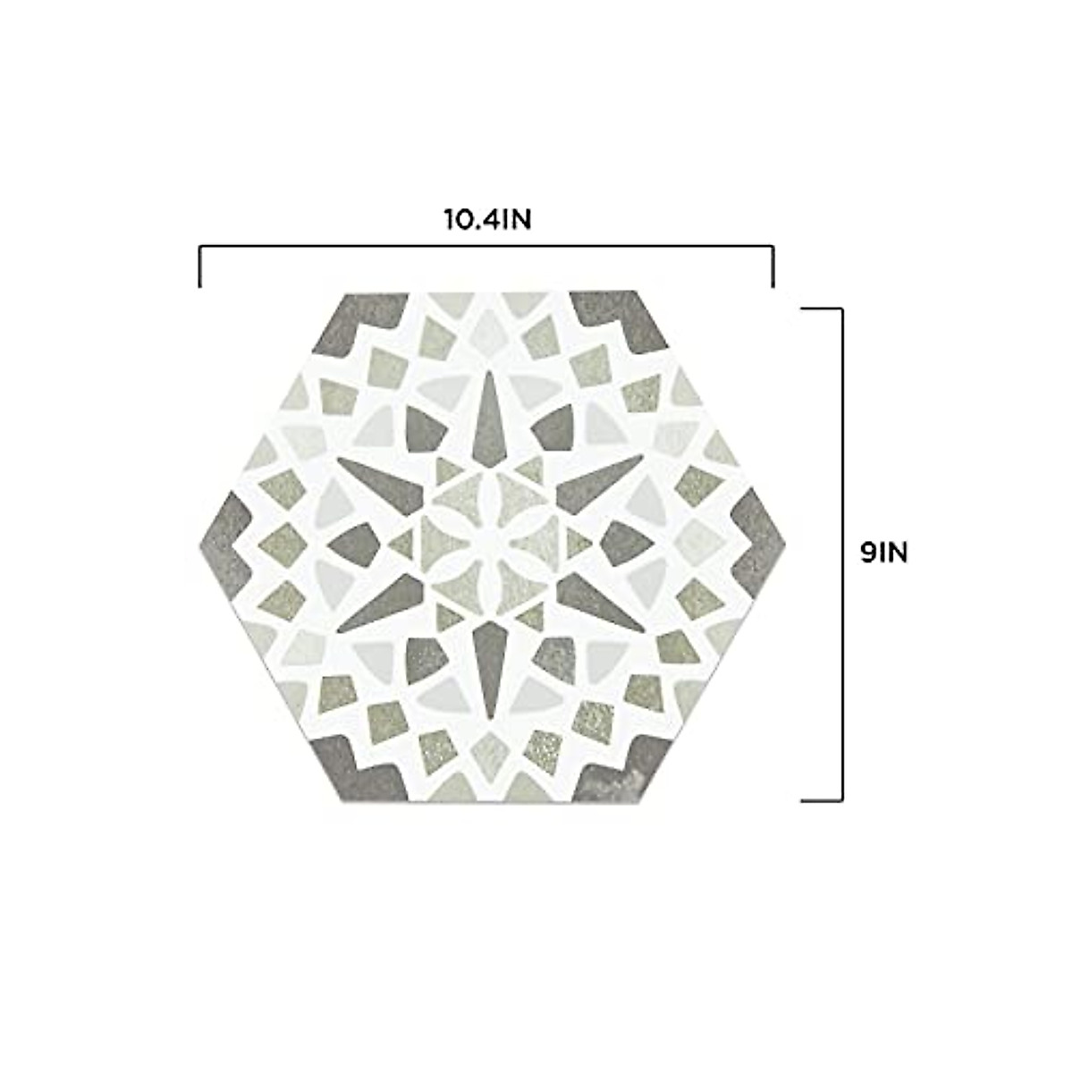 FloorPops 9" x 10.4" Ribera Peel & Stick Hexagon Vinyl Floor Tiles (10 Tiles), (4.5 sqft/Carton), Gray