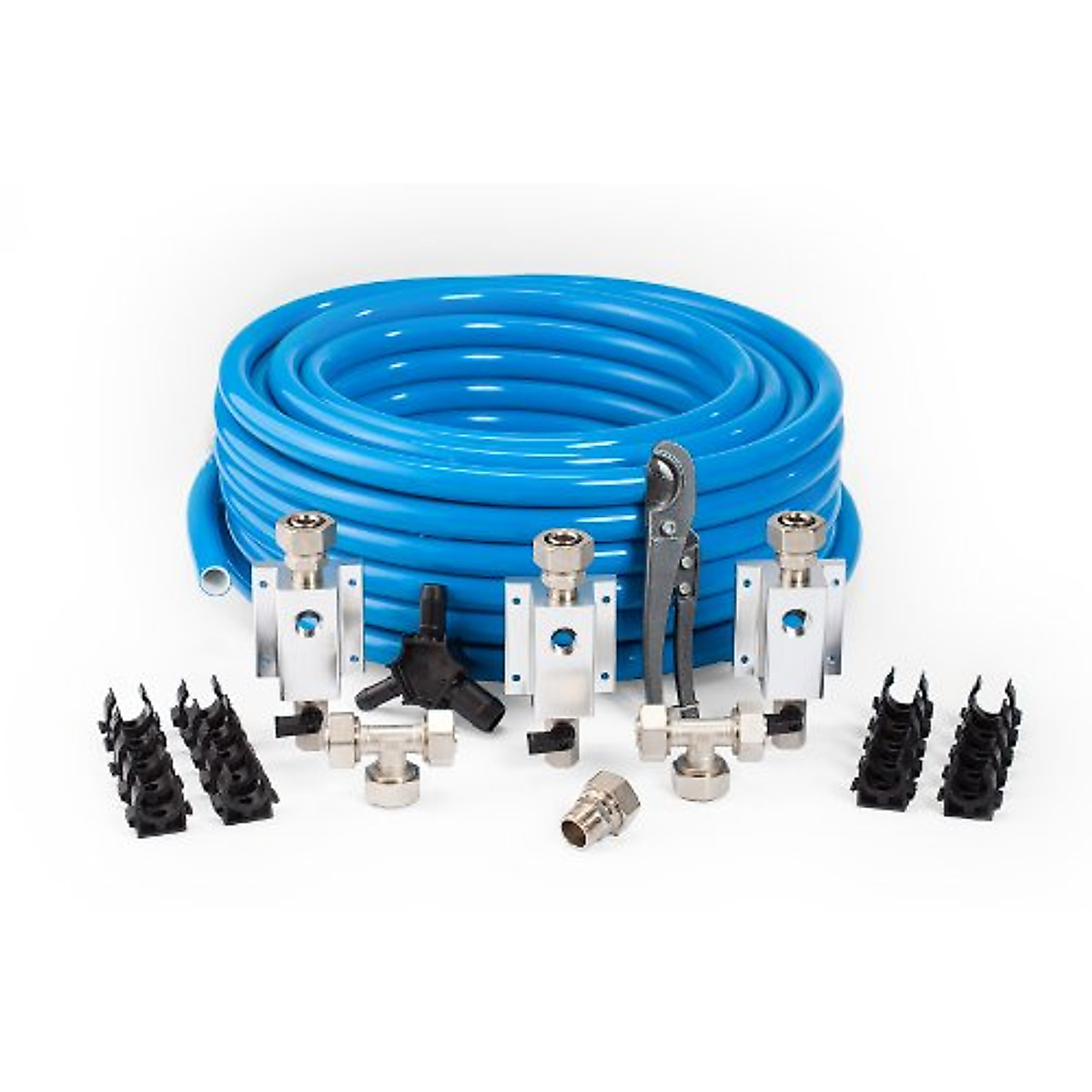 Maxline Pressured Leak-Proof Easy to Install Air Compressor Accessories Kit Piping System | 3/4 inch x 100 feet HDPE-Aluminum | Connects w/ any Air Compressor Hose | 100 PSI | 29 Pieces | M7500.